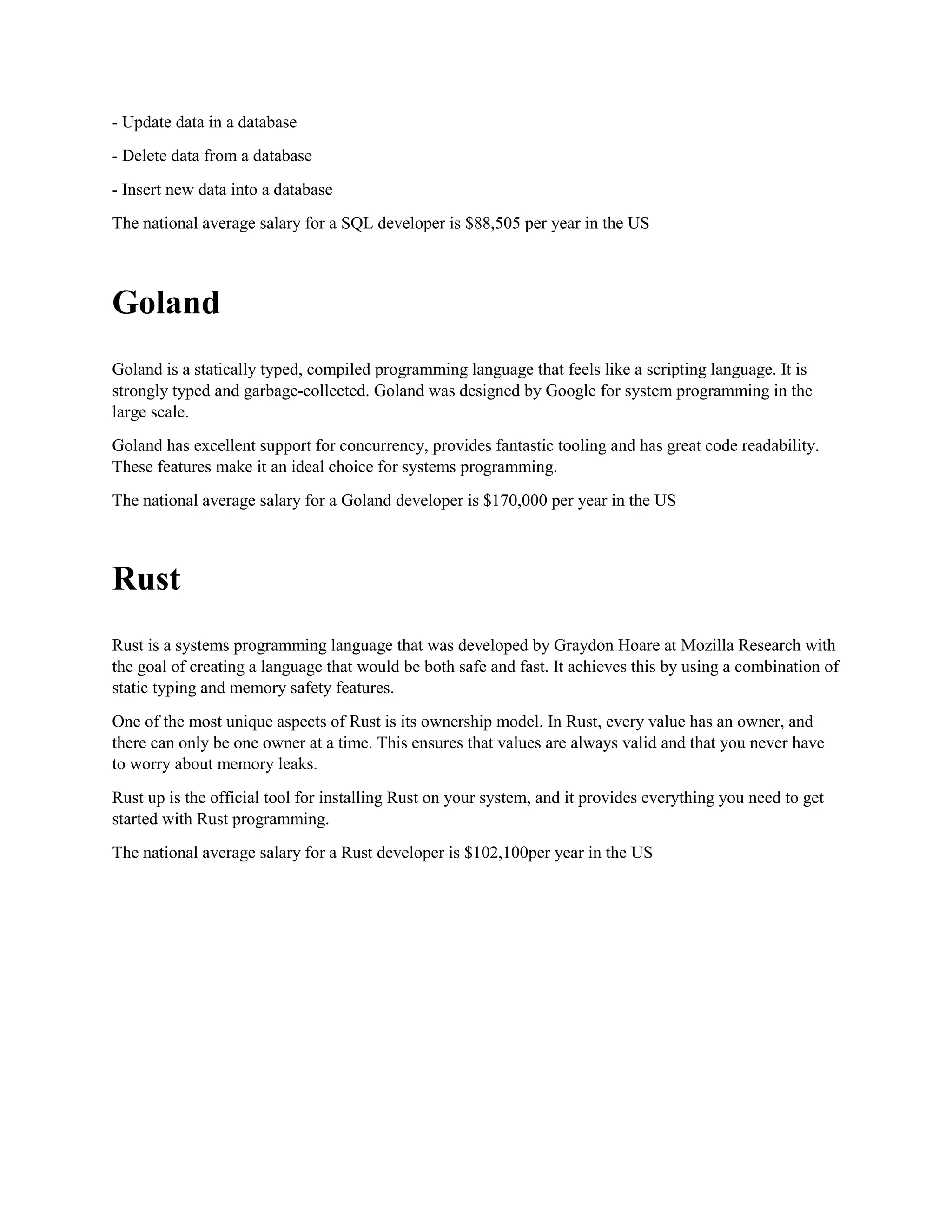 Top 10 Programming Languages 2023.docx | Databases | Computer Software and Applications