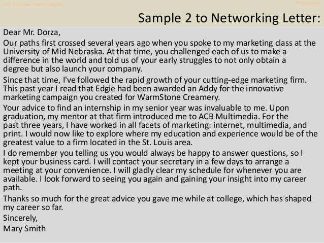 Top 10 progressive cover letter samples