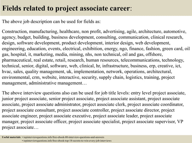 Top 10 project associate interview questions and answers | PPTX ...