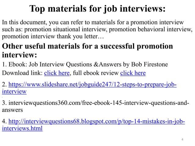 80 promotion interview questions and answers ebook pdf free download | PPT