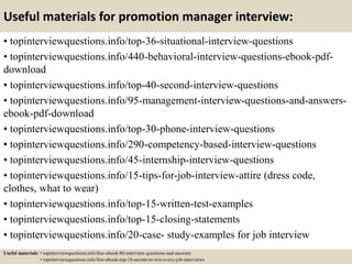 Top 10 promotion manager interview questions and answers | PPTX