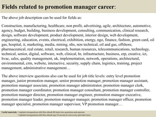 Top 10 promotion manager interview questions and answers | PPTX