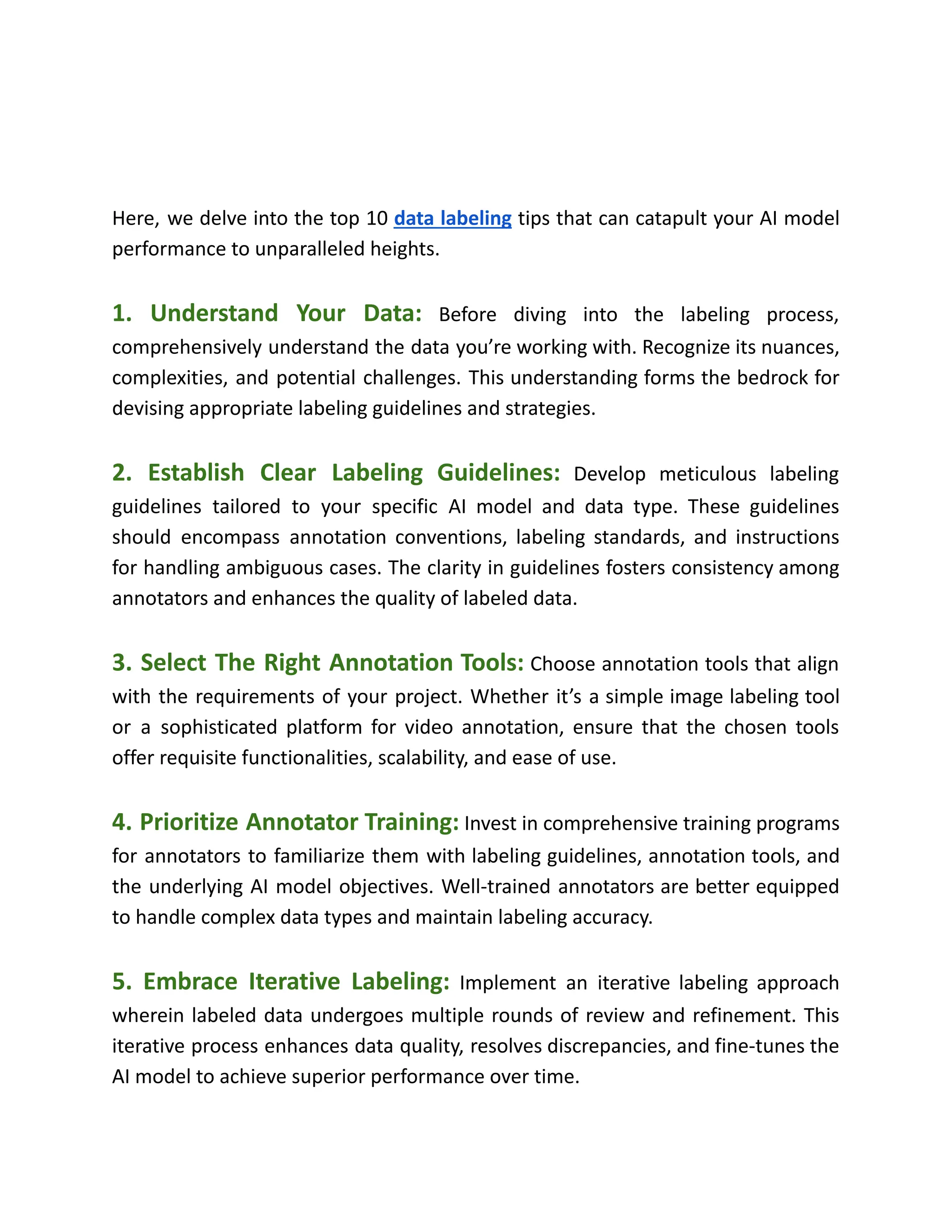 Top 10 Proven Data Labeling Tips To Enhance Your AI Models | PDF