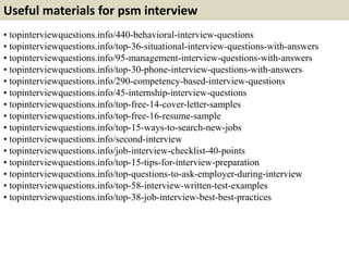 Top 10 psm interview questions with answers | PPTX
