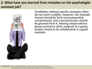 Top 10 psychologist assistant interview questions and answers | PPTX