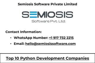 Top 10 Python Development Companies - ☎ +1 9177322215 | PPT