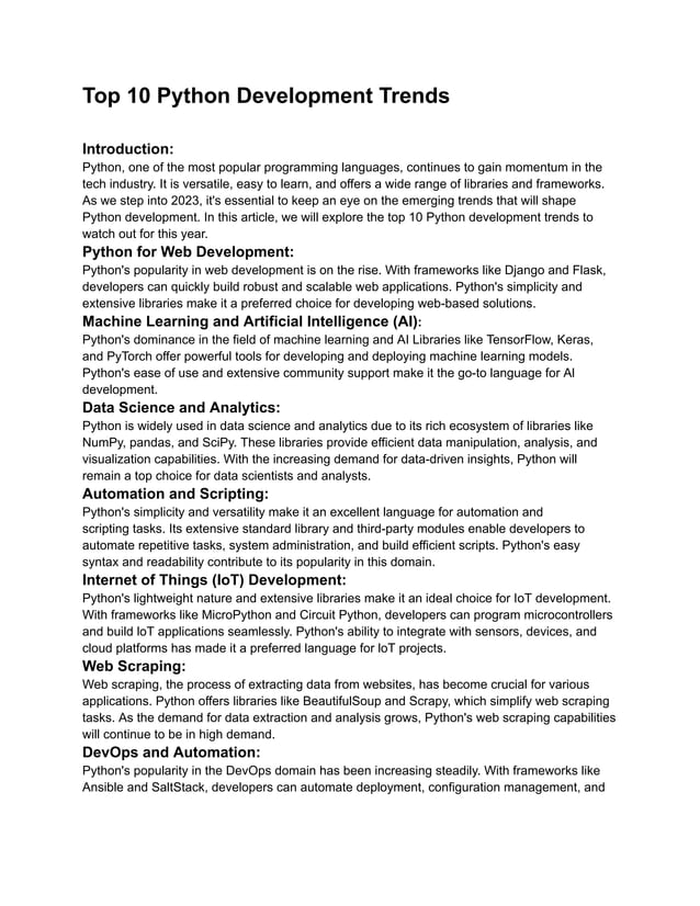 TOP 10 PYTHON DEVELOPMENT TRENDS FOR ALL | PDF