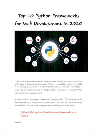 Top 10 python frameworks for web development in 2020 | PDF