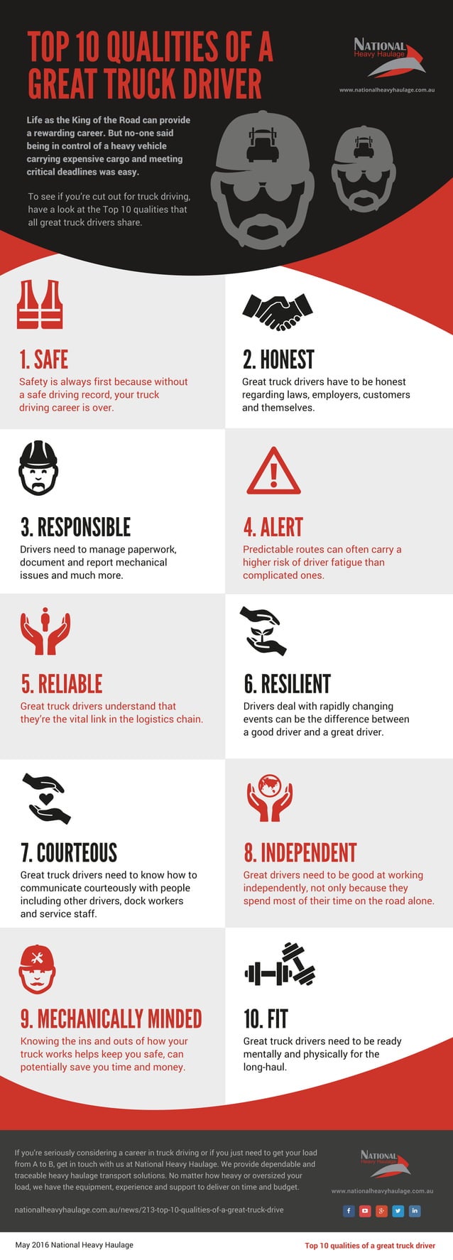 Top 10 qualities of a great truck driver - infographic | PDF
