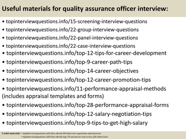 Top 10 quality assurance officer interview questions and answers | PPTX