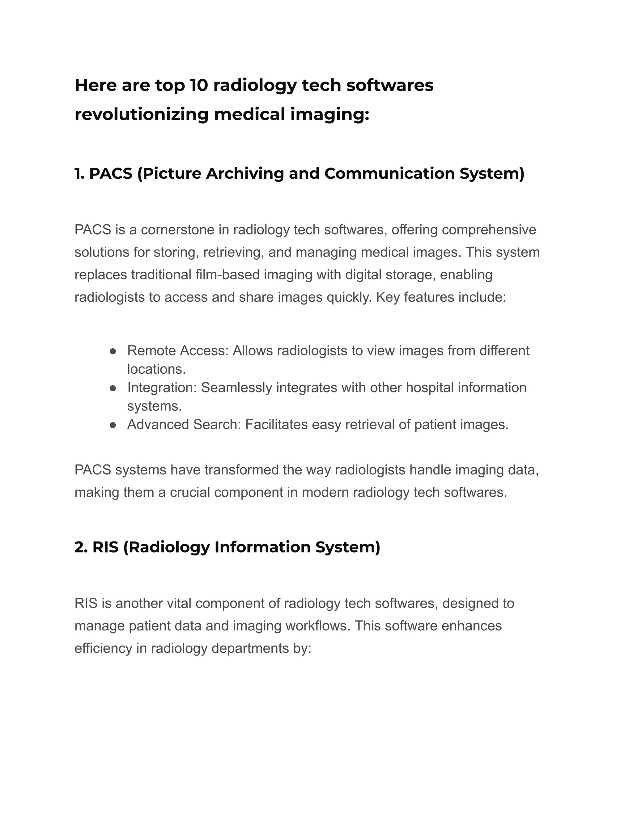 Top 10 Radiology Tech Softwares Revolutionizing Medical Imaging | CIO Women Magazine | PDF