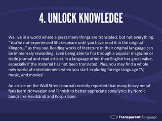 Top 10 Reasons to Learn a Language | PDF