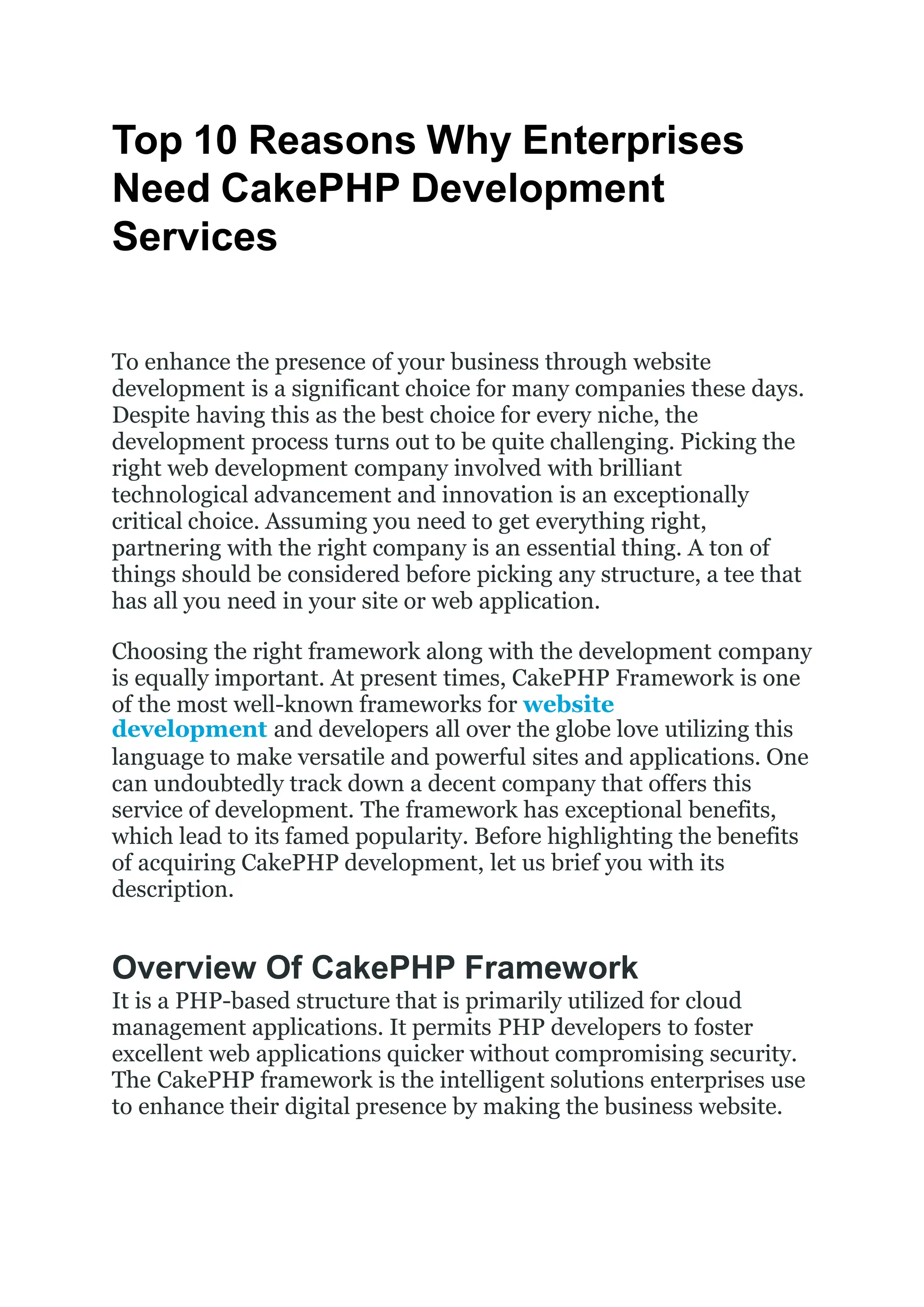 Top 10 Reasons Why Enterprises Need CakePHP Development Services.ppt