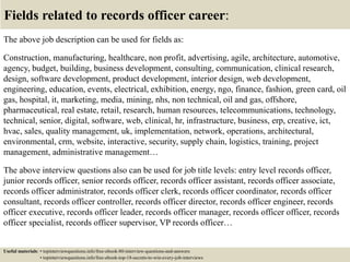 Top 10 records officer interview questions and answers | PPTX