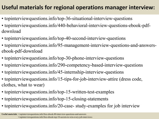Top 10 regional operations manager interview questions and answers | PPTX