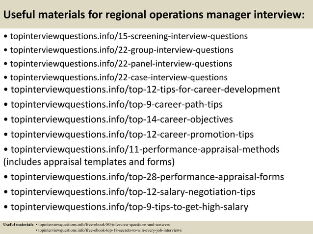 Top 10 regional operations manager interview questions and answers | PPTX