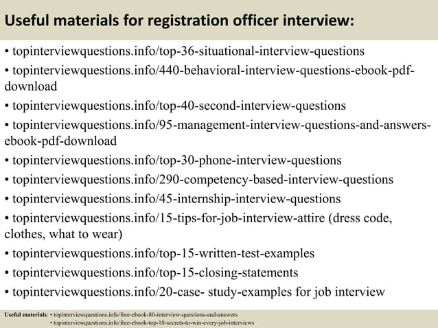 Top 10 registration officer interview questions and answers | PPT