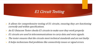 Top 10 Remarkable Benefits of E1 Datacom Tester You Should Know | PPTX
