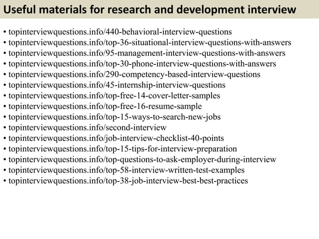 Top 10 research and development interview questions with answers | PPTX ...