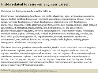 Top 10 reservoir engineer interview questions and answers | PPTX
