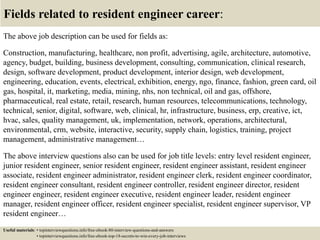 Top 10 resident engineer interview questions and answers | PPTX