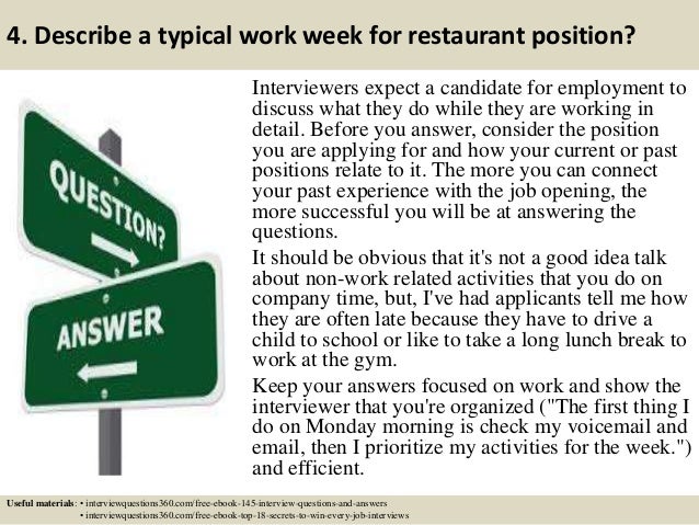 Top 10 restaurant interview questions and answers