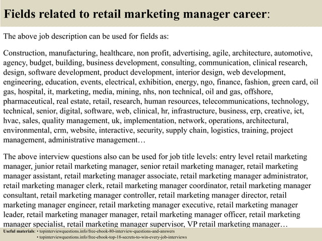Top 10 retail marketing manager interview questions and answers | PPT