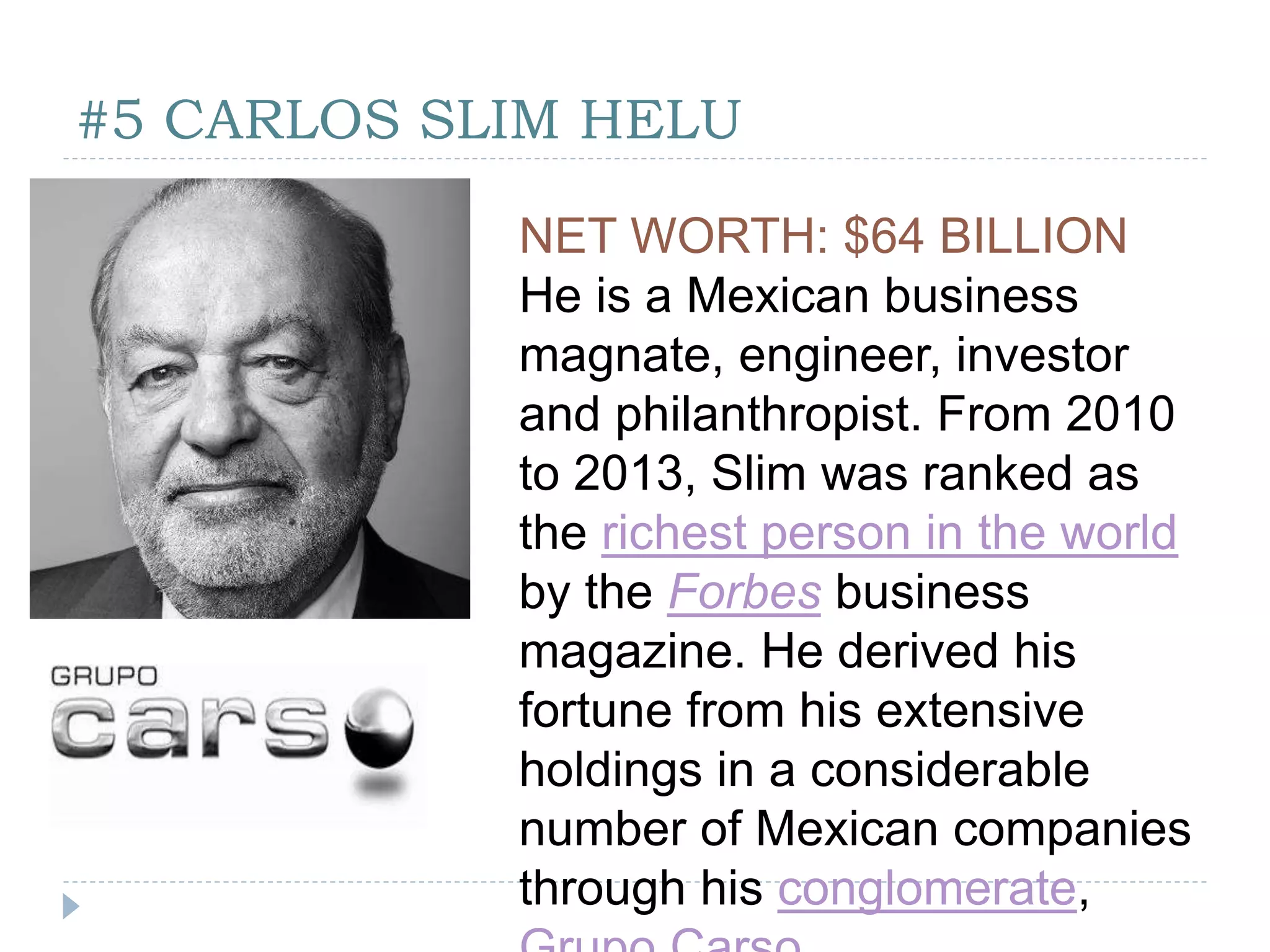 Top 10 richest people in the world | PPTX