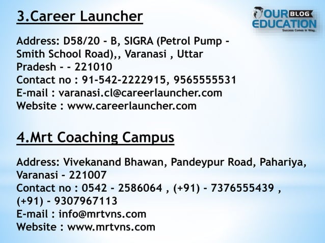 Top 10 rrb coaching in varanasi | PPT