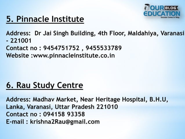 Top 10 rrb coaching in varanasi | PPT