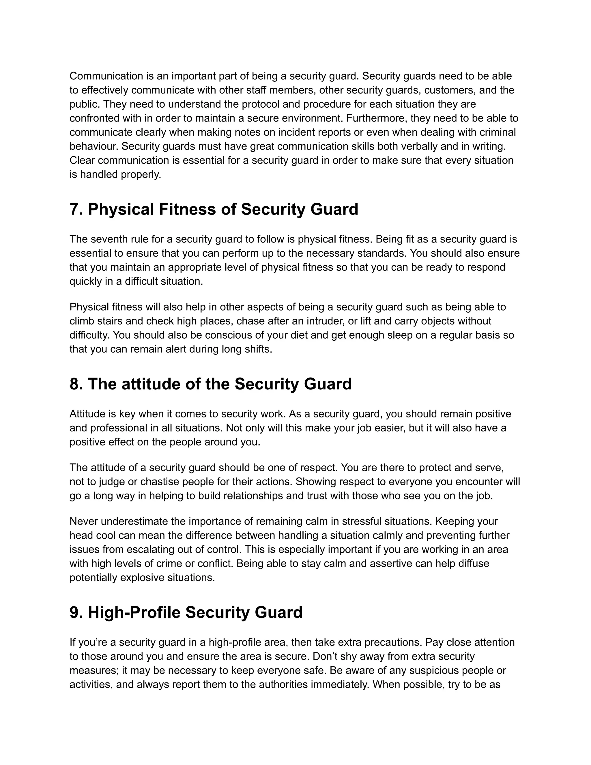 Top 10 Rules a Security Guard must Follow | PDF