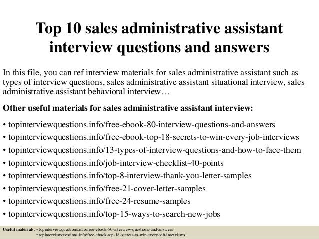 Top 10 sales administrative assistant interview questions and answers