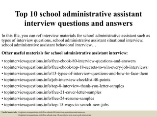 Top 10 school administrative assistant interview questions and answers ...