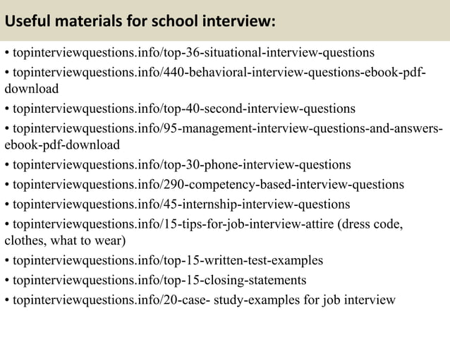 Top 10 school interview questions and answers | PPTX | Resume Writing ...