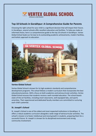 Top 10 Schools in Gorakhpur and A Comprehensive Guide for Parents.pdf