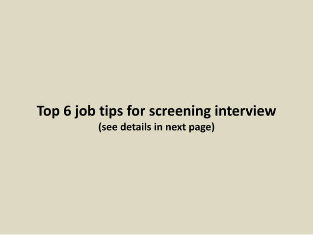 Top 10 screening interview questions with answers | PPT