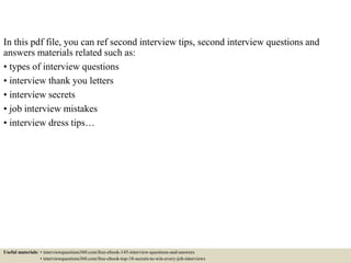 Top 10 second interview questions and answers | PPT