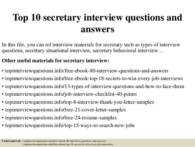 Top 10 secretary interview questions and answers