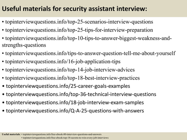 Top 10 security assistant interview questions and answers | PPTX