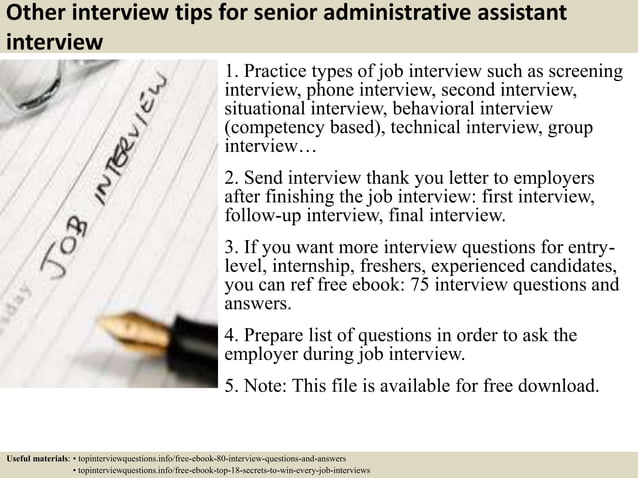 Top 10 senior administrative assistant interview questions and answers | PPTX | Resume Writing ...