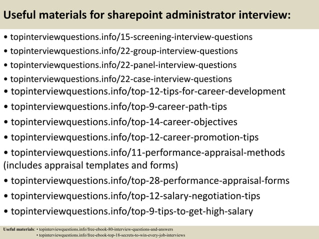 Top 10 sharepoint administrator interview questions and answers | PPTX