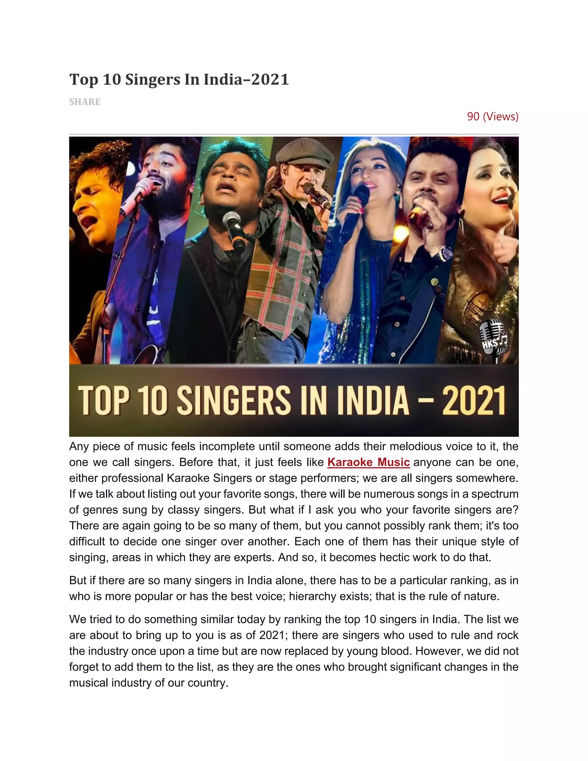Top 10 singers in india | PDF