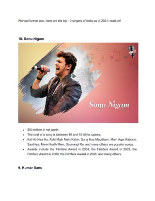 Top 10 singers in india | PDF