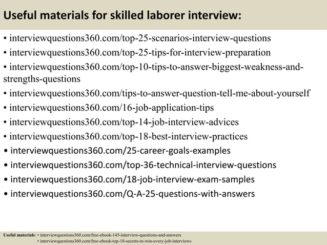 Top 10 skilled laborer interview questions and answers | PPTX | Resume ...