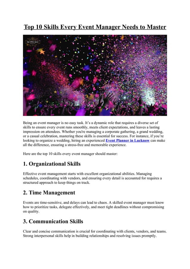 Top 10 Skills Every Event Manager Needs To Master Docx