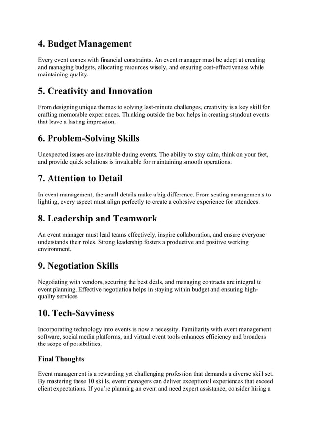 Top 10 Skills Every Event Manager Needs To Master Docx