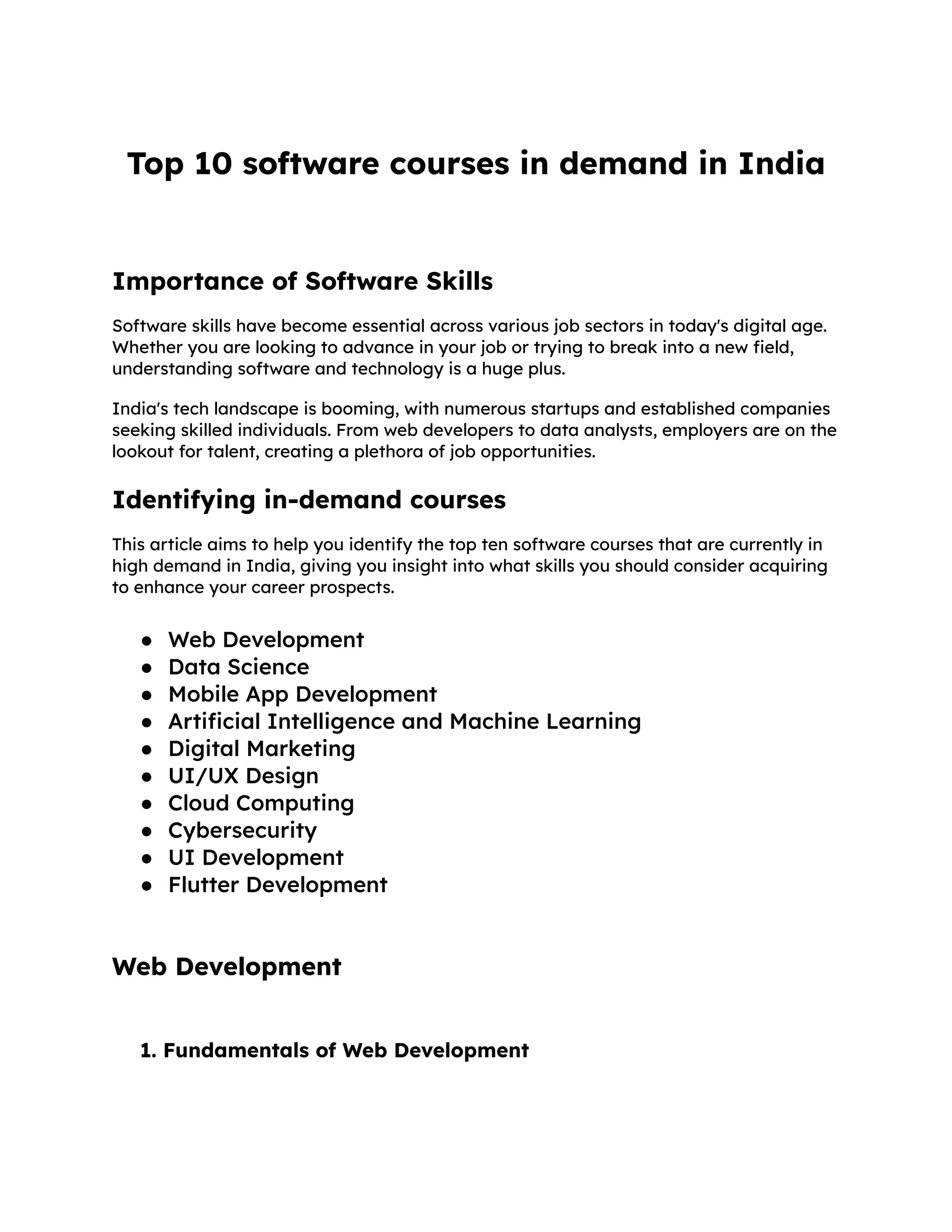 Top 10 software courses in demand in India | PDF