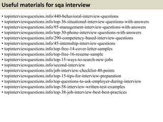 Top 10 sqa interview questions with answers | PPTX
