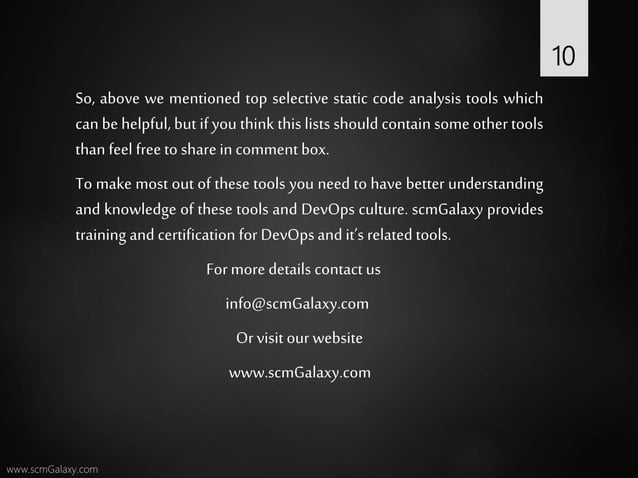Top 10 Static Code Analysis Tool Pptx Web Development Internet