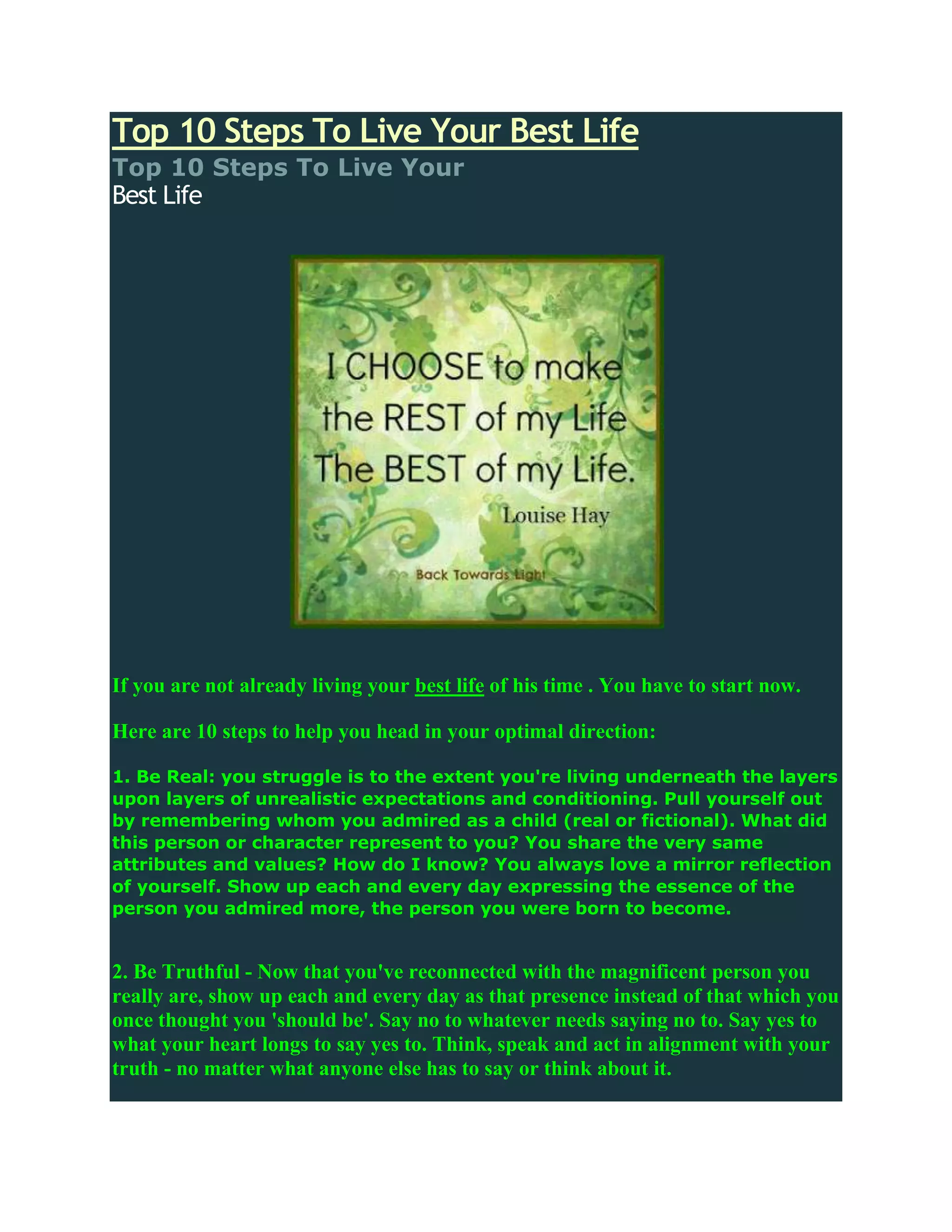 Top 10 steps to live your best life | PDF